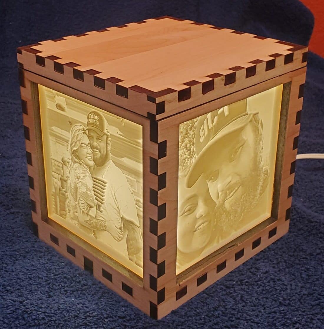 Custom 3D Printed Lithophane Picture Boxes - Wooden Portraits by Sam